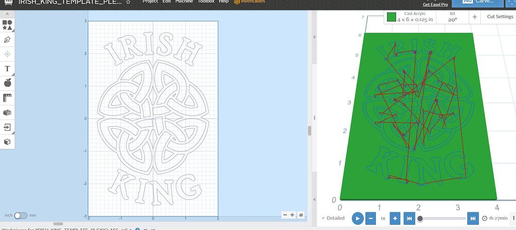 Acrylic carve design keeps changing - 3018 pro - Easel Pro - Easel Community Forum
