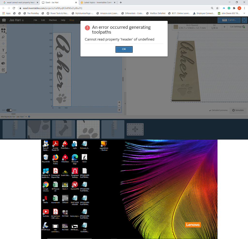 Help.. Easel won't generate tool path - Easel Community Forum
